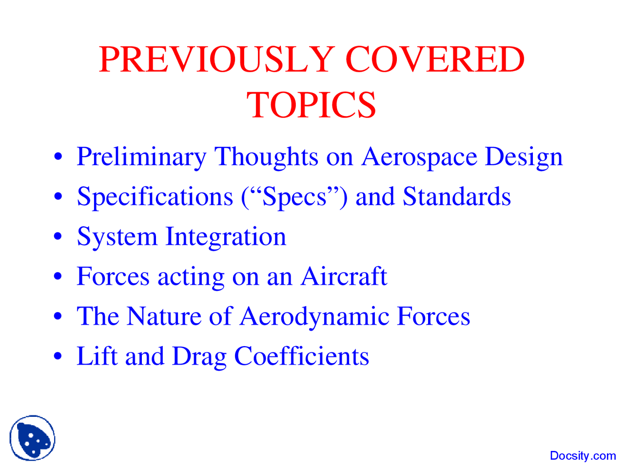 Preliminary Thoughts Introduction To Aerospace Engineering Lecture