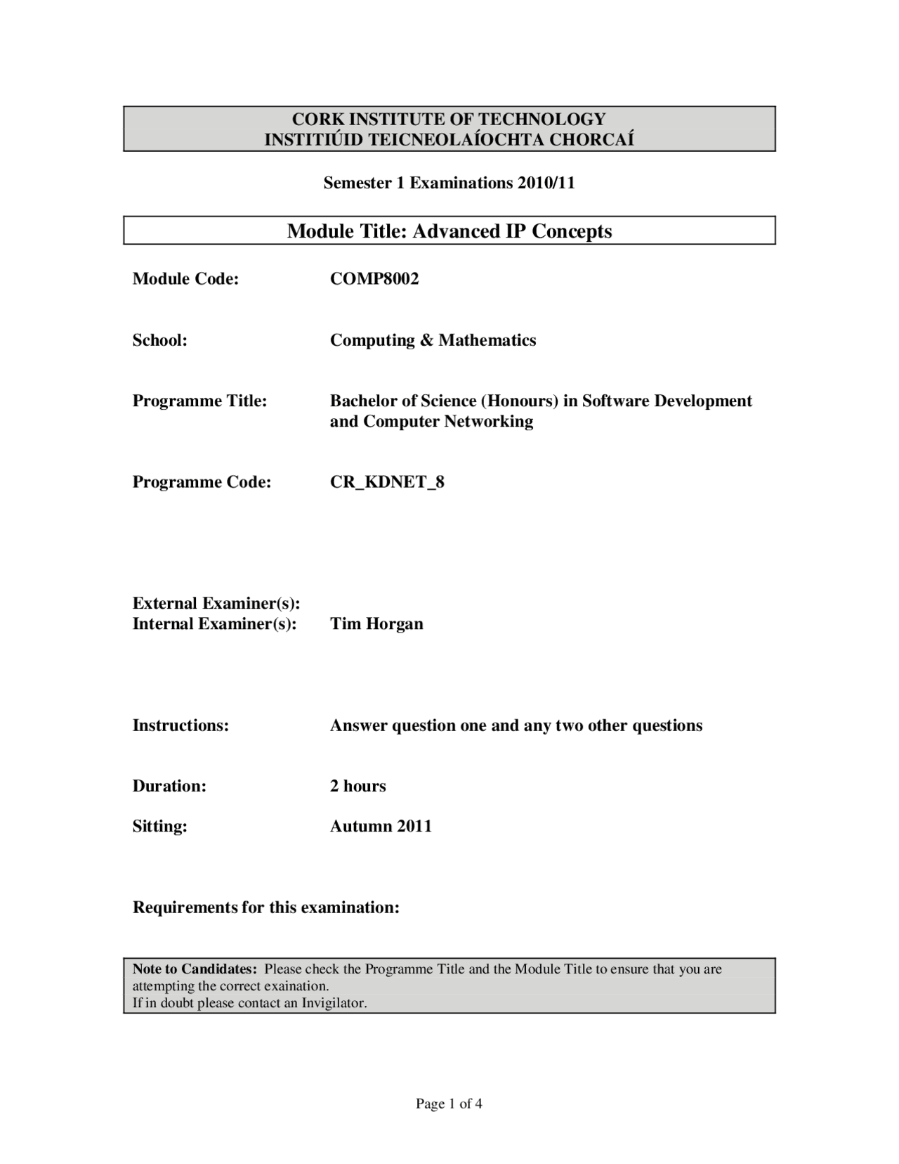 DR and BDR - Advanced IP Concepts - Old Exam Paper - Docsity