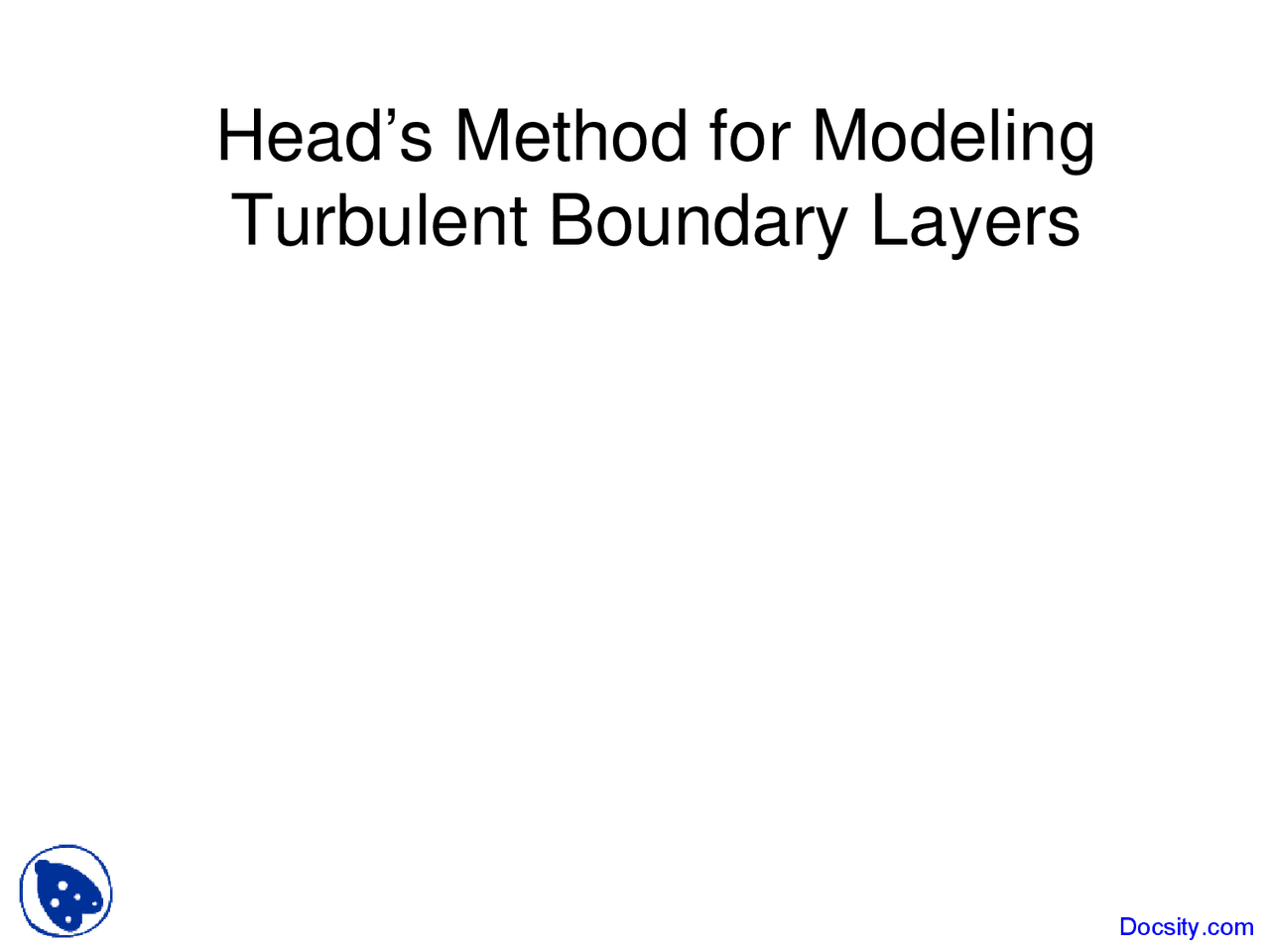 Modeling Turbulent Boundary Layers High Speed Aerodynamics Lecture