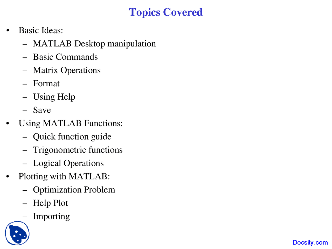 Basic Ideas Aerospace Practicum Lecture Slides Docsity