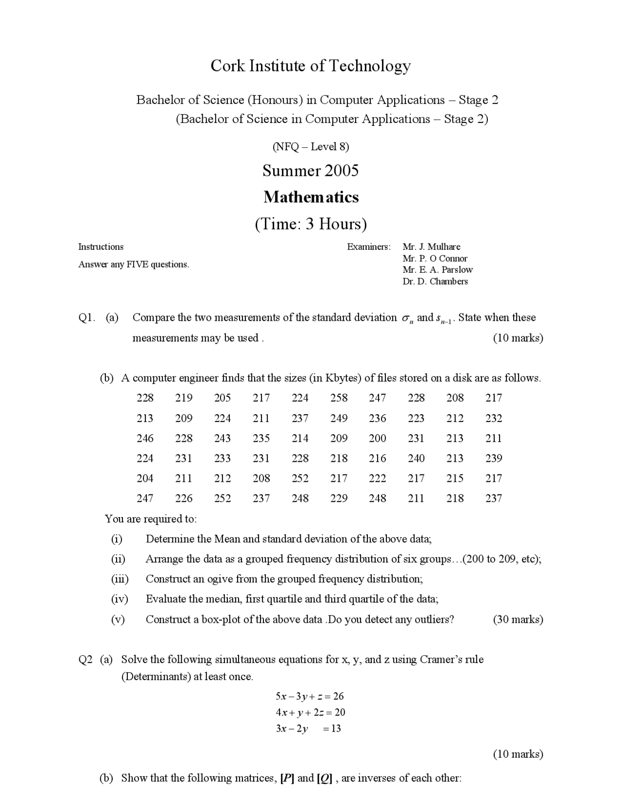 Cumulative Density Function - Mathematics - Past Exam - Docsity
