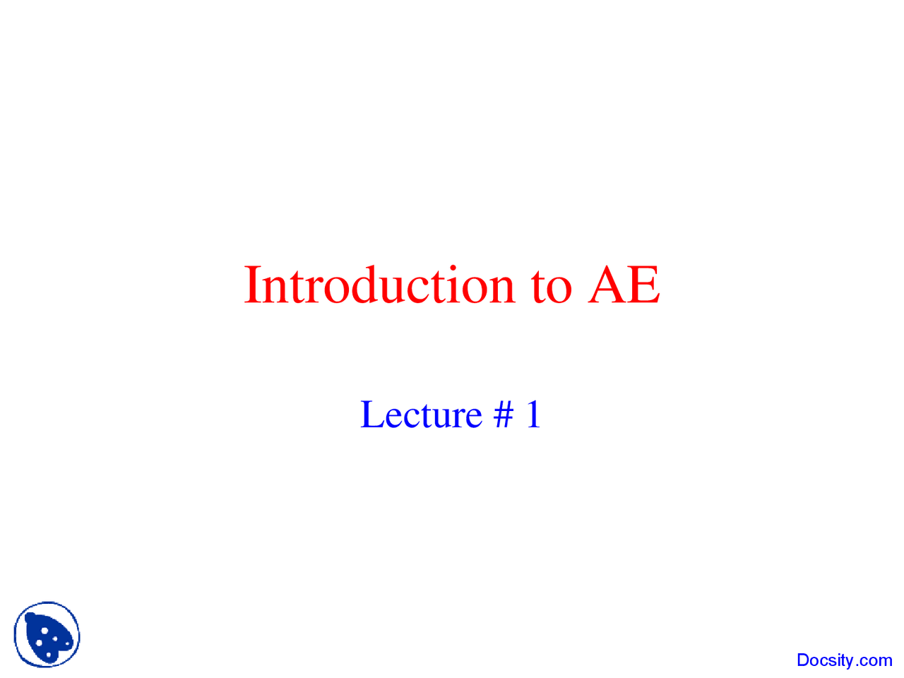 Introduction Introduction To Aerospace Engineering Lecture Slides
