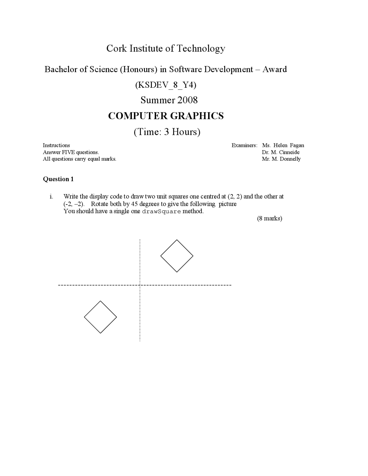 Hierarchal Model Computer Graphics Old Exam Paper Docsity