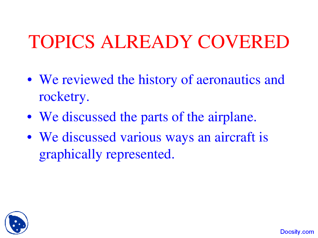 History of Aeronautics - Introduction to Aerospace Engineering - Lecture Slides - Docsity