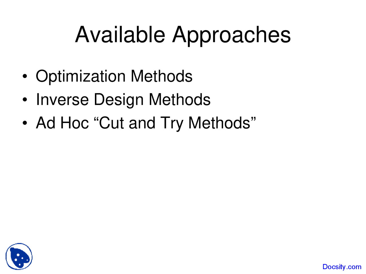 Available Approaches Airfoil Design Lecture Slides Docsity