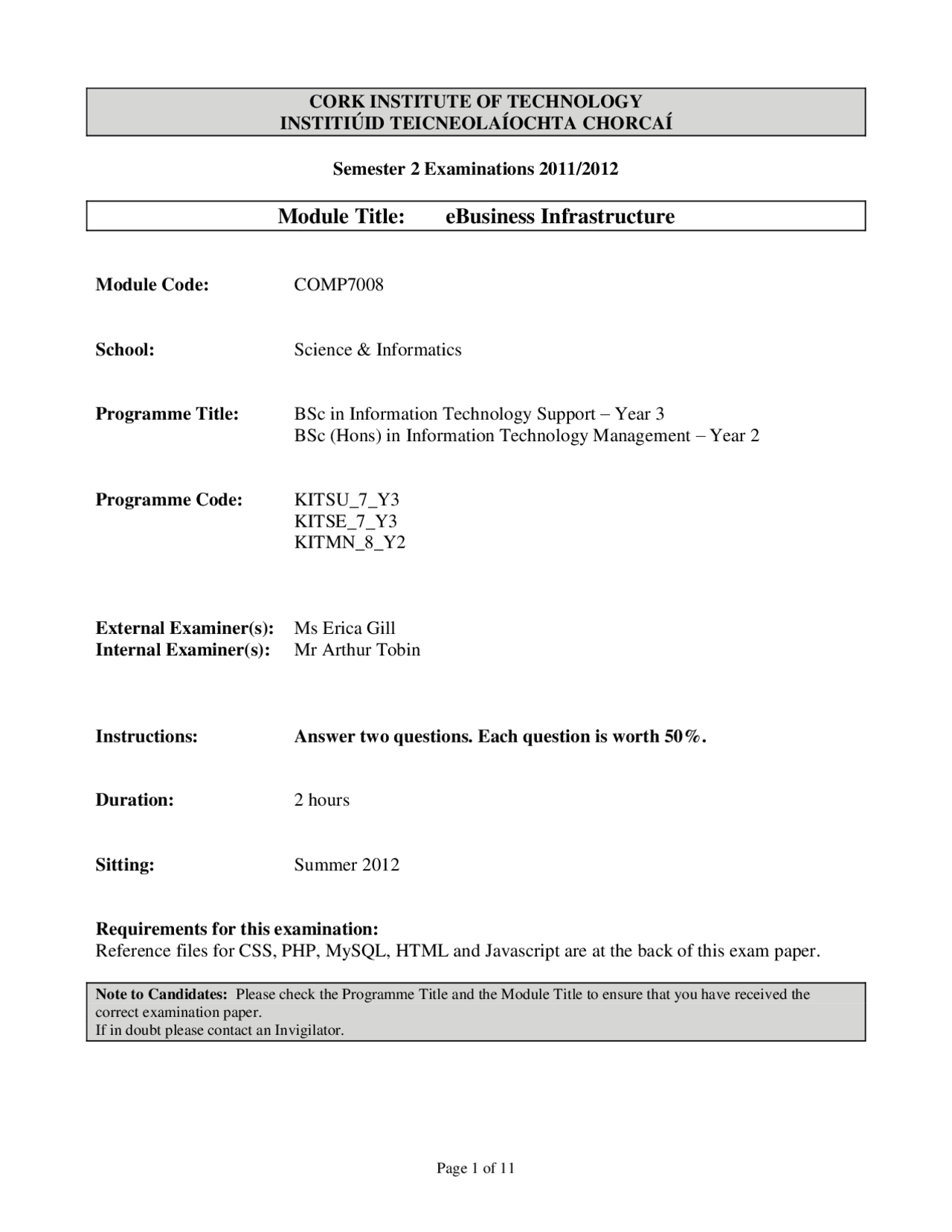 Xampp Ebusiness Infrastructure Past Exam Docsity