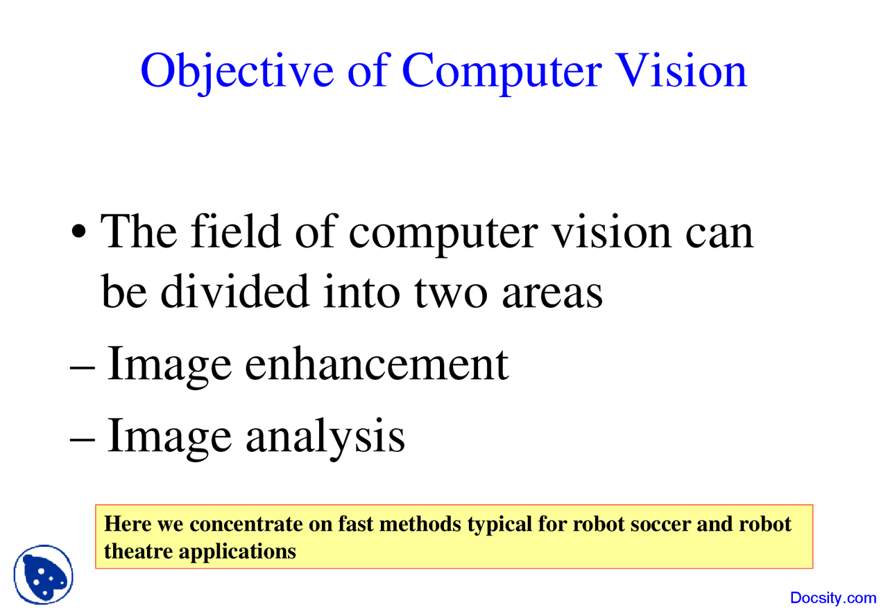 Computer Vision Robot Vision And Preception Lecture Slides Docsity