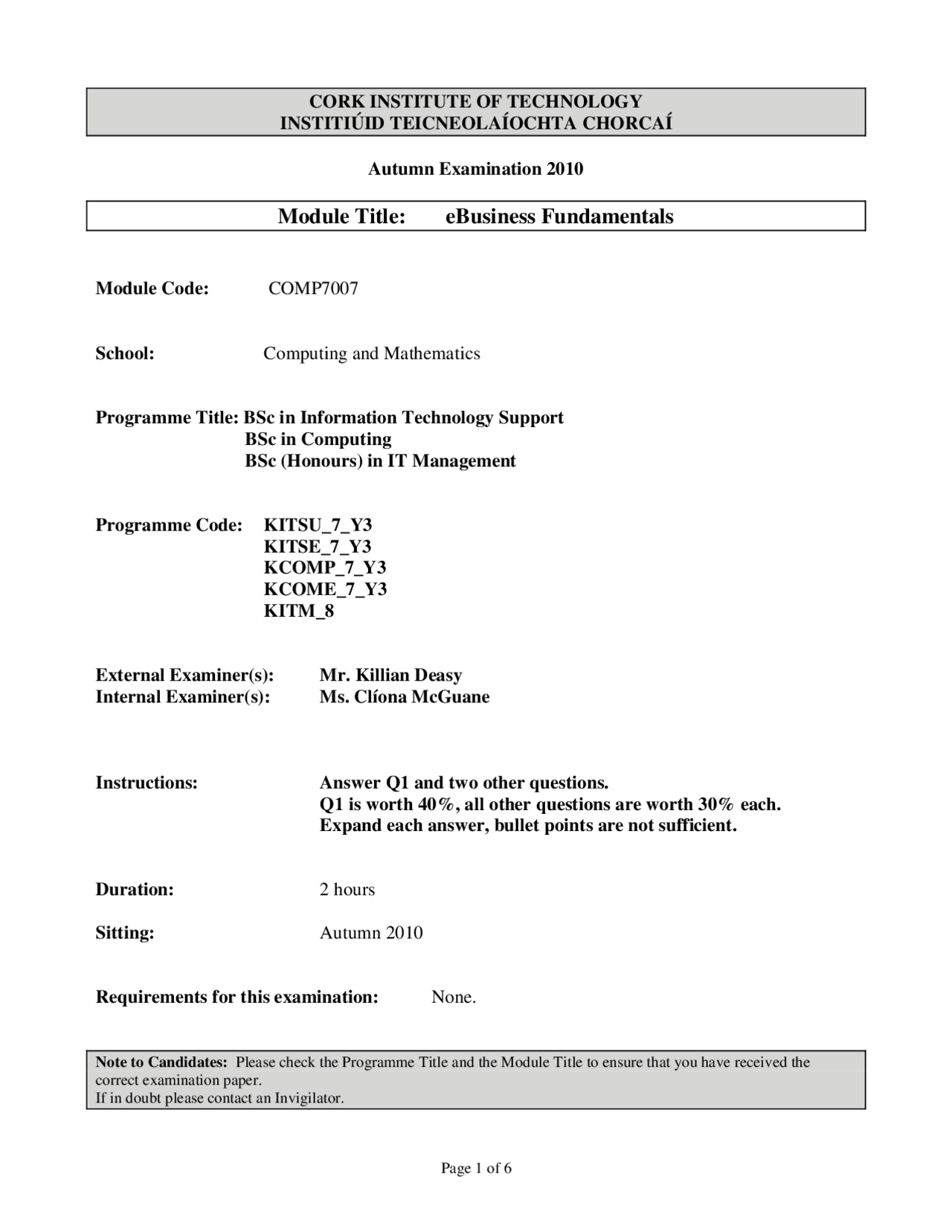 Sme E Business Fundamentals Past Exam Docsity
