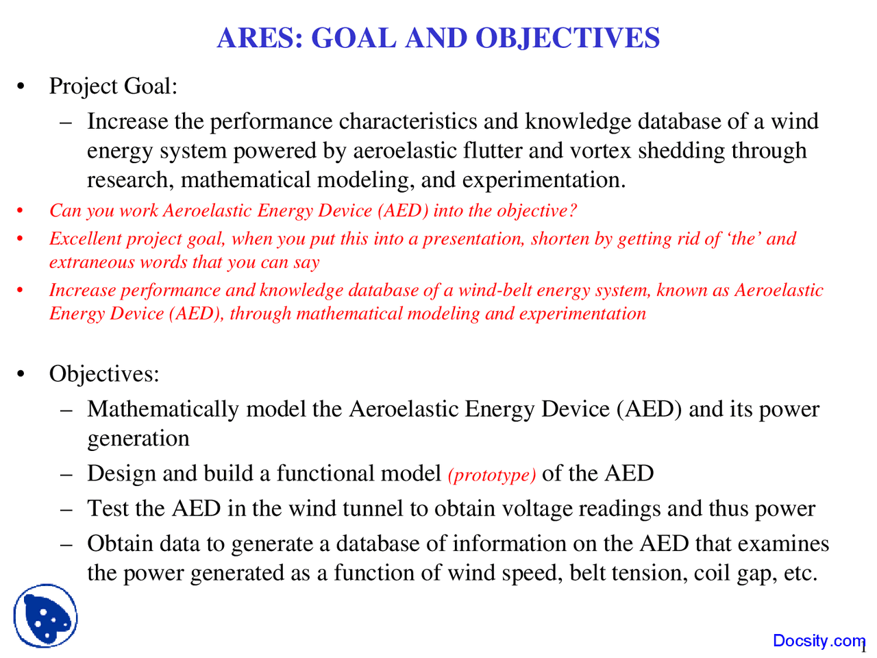 Goal And Objectives Aerospace Engineering Design Lecture Slides