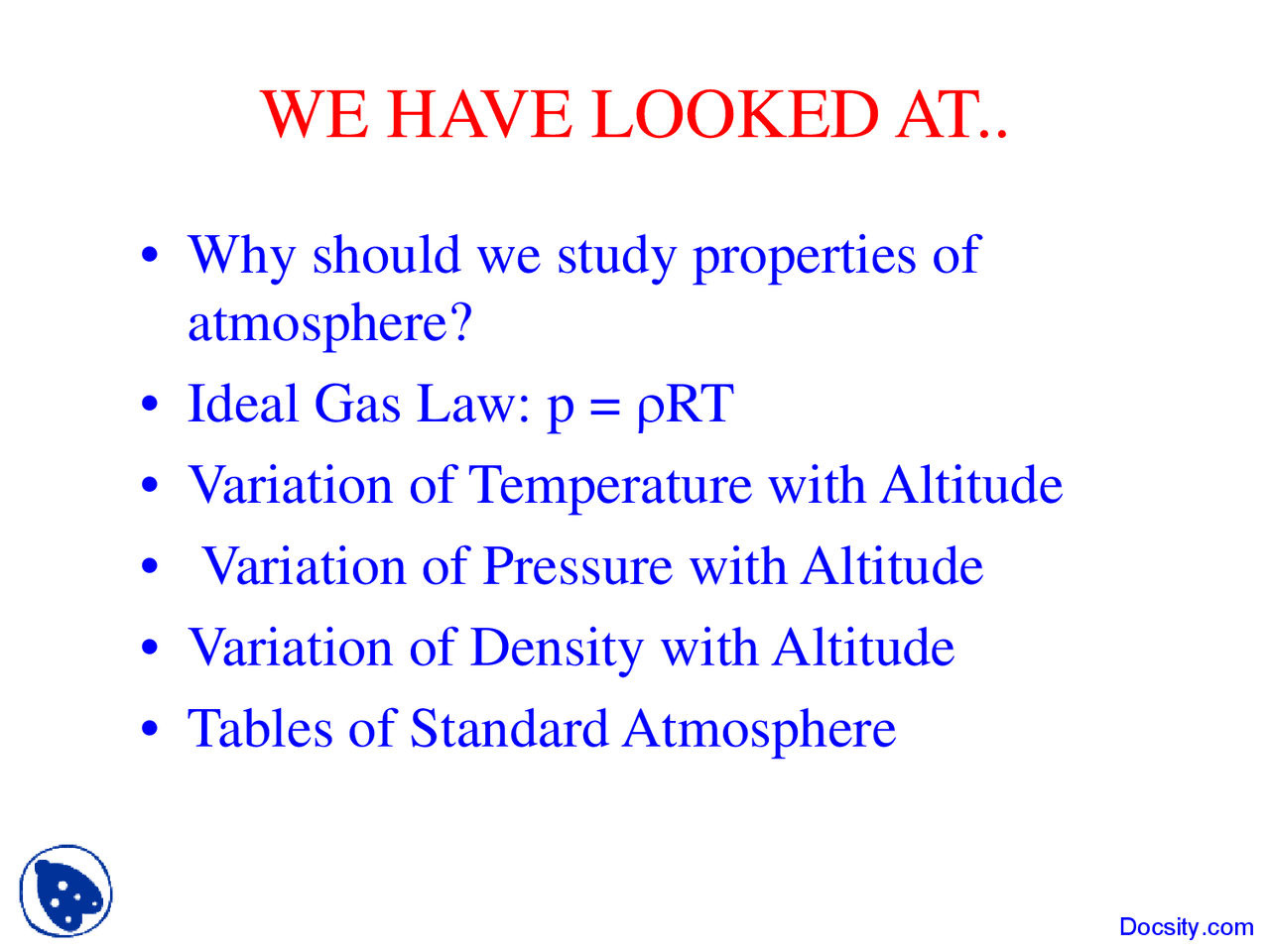 Properties - Introduction to Aerospace Engineering - Lecture Slides - Docsity
