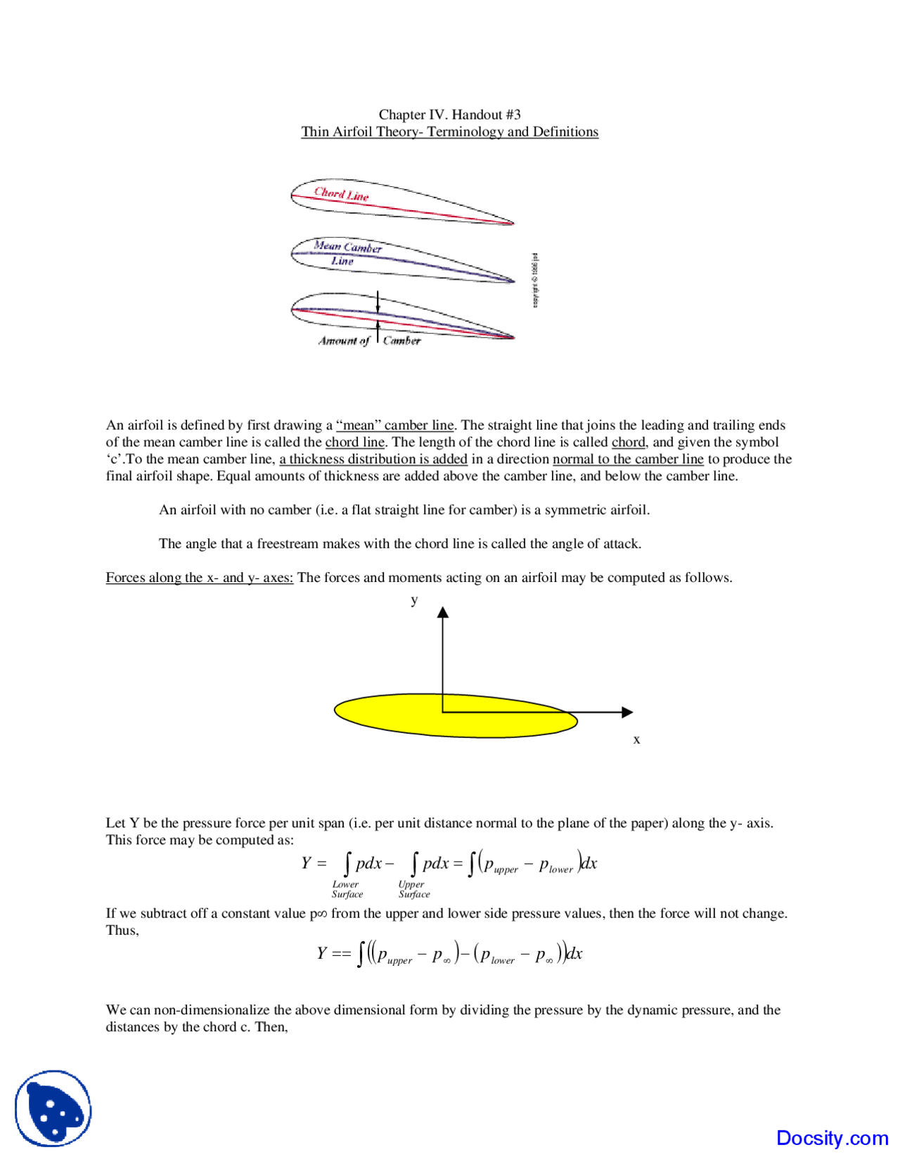 Thin Airfoil Theory Aerodynamics Lecture Notes Docsity