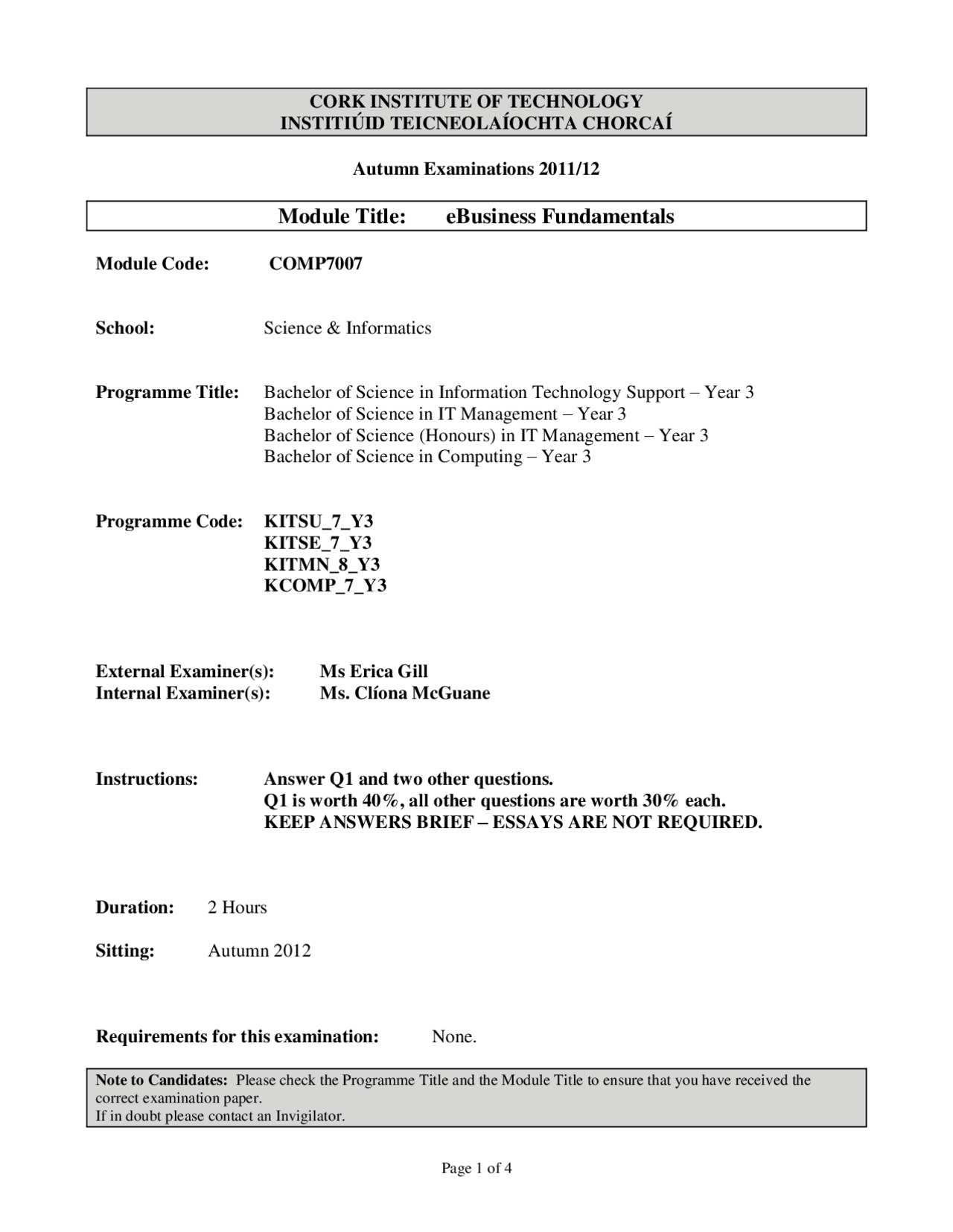 Landing Page E Business Fundamentals Past Exam Docsity
