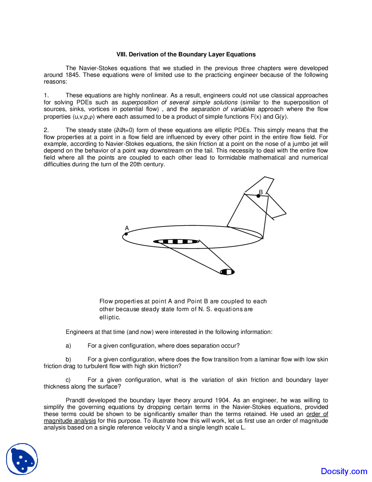 Boundary Layer Equations - Aerodynamics - Lecture Notes | Study notes ...
