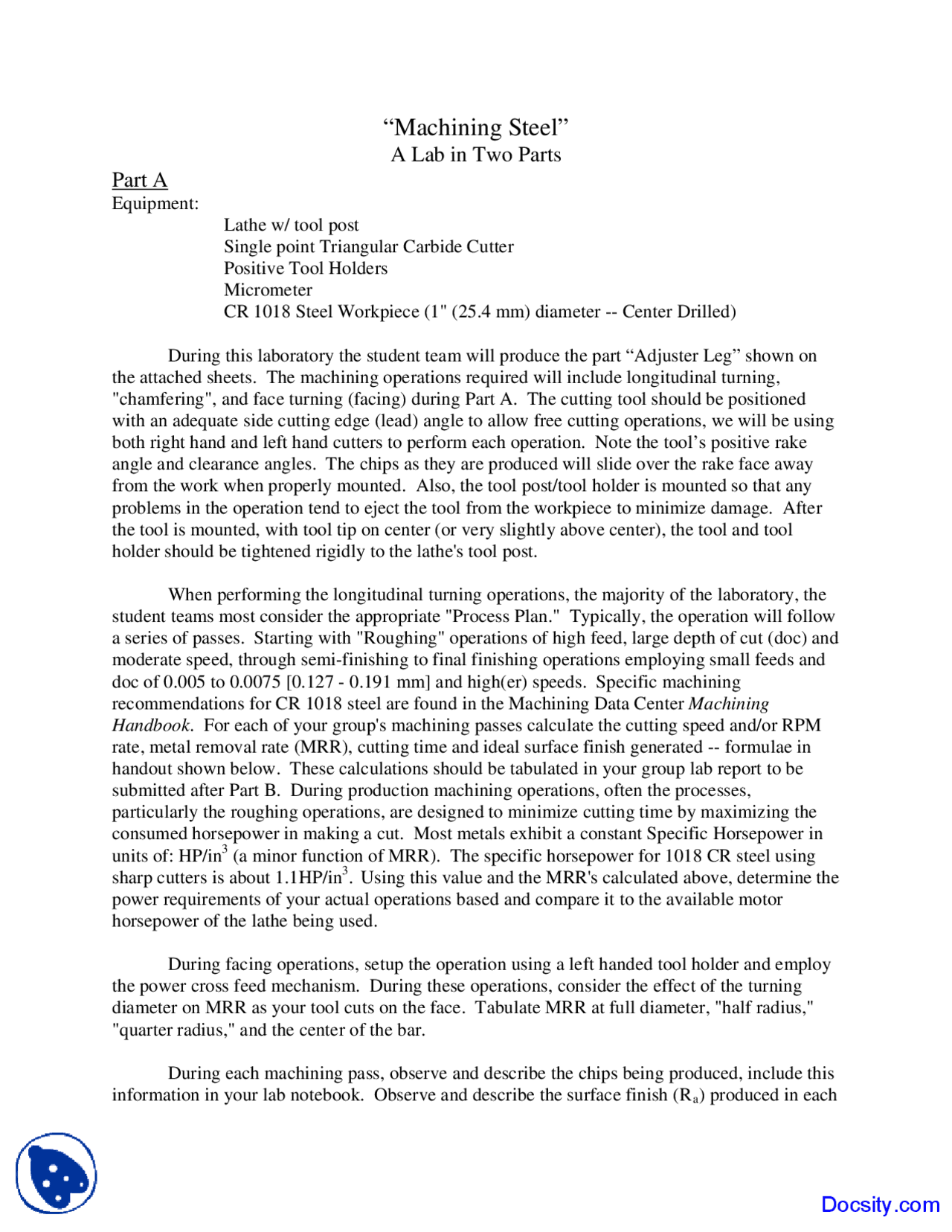 Machining Steel Design And Manufacturing Engineering Lecture Notes