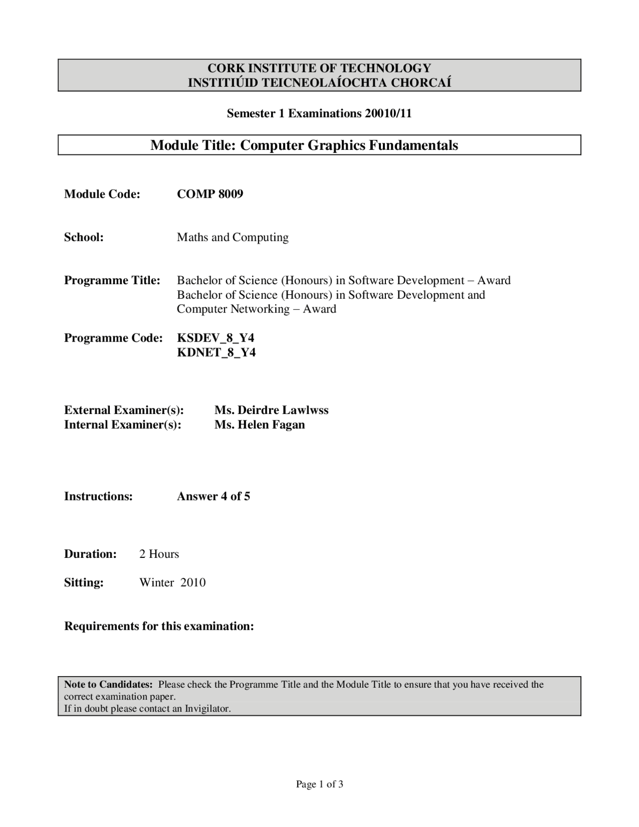 Polygon Computer Graphics Fundamentals Old Exam Paper Exams
