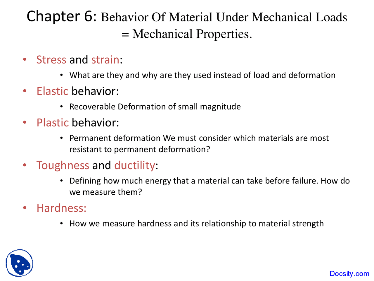 Mechanical Properties - Introduction to Material Science - Lecture Slides | Slides Engineering ...