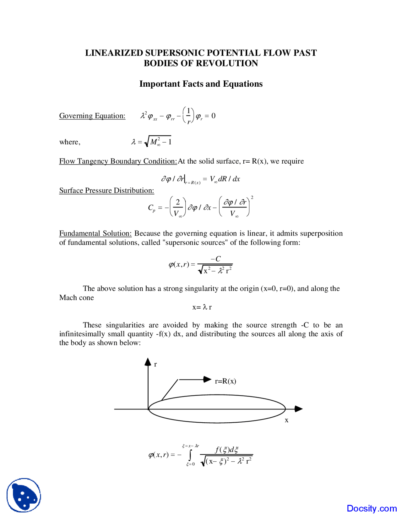 Important Facts And Equations High Speed Aerodynamics Lecture Notes