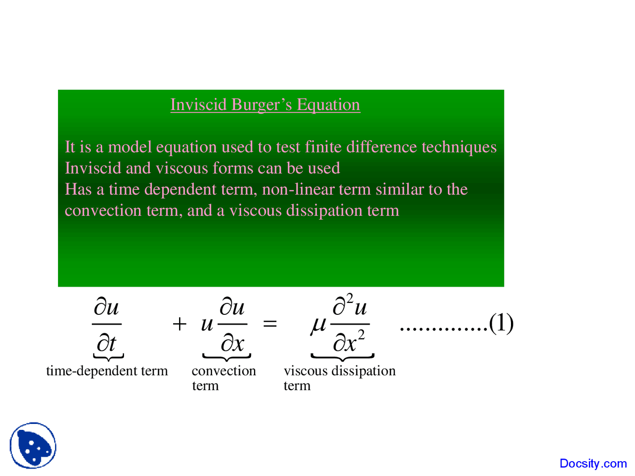 Inviscid Burgers Equation - Computational Fluid Dynamics - Lecture Slides - Docsity