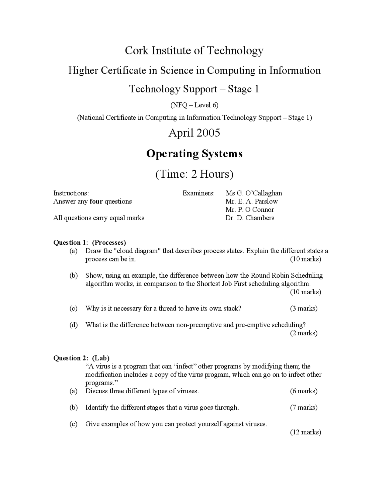 Full Backups Operating Systems Old Exam Docsity