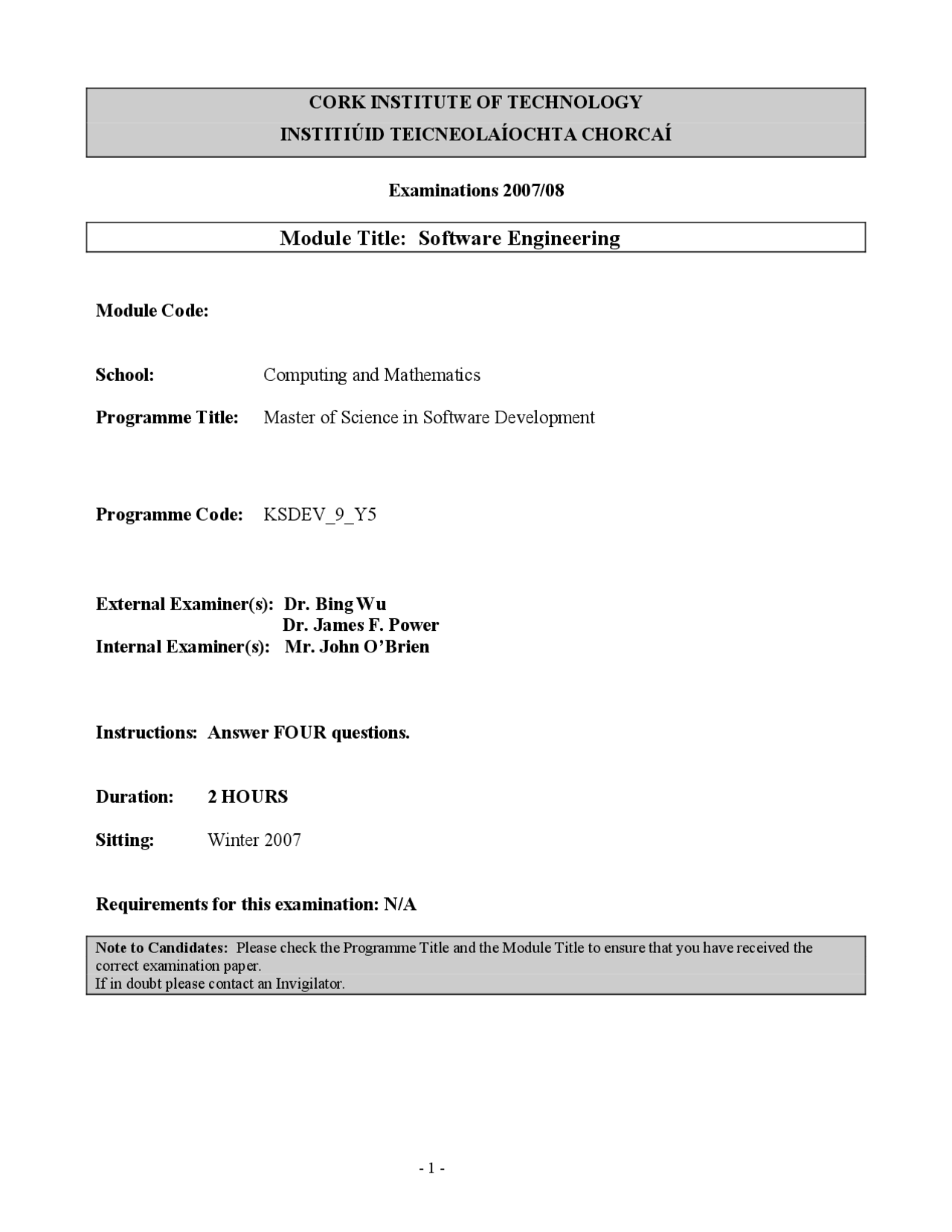 Peter Principle - Software Engineering - Exam Paper - Docsity