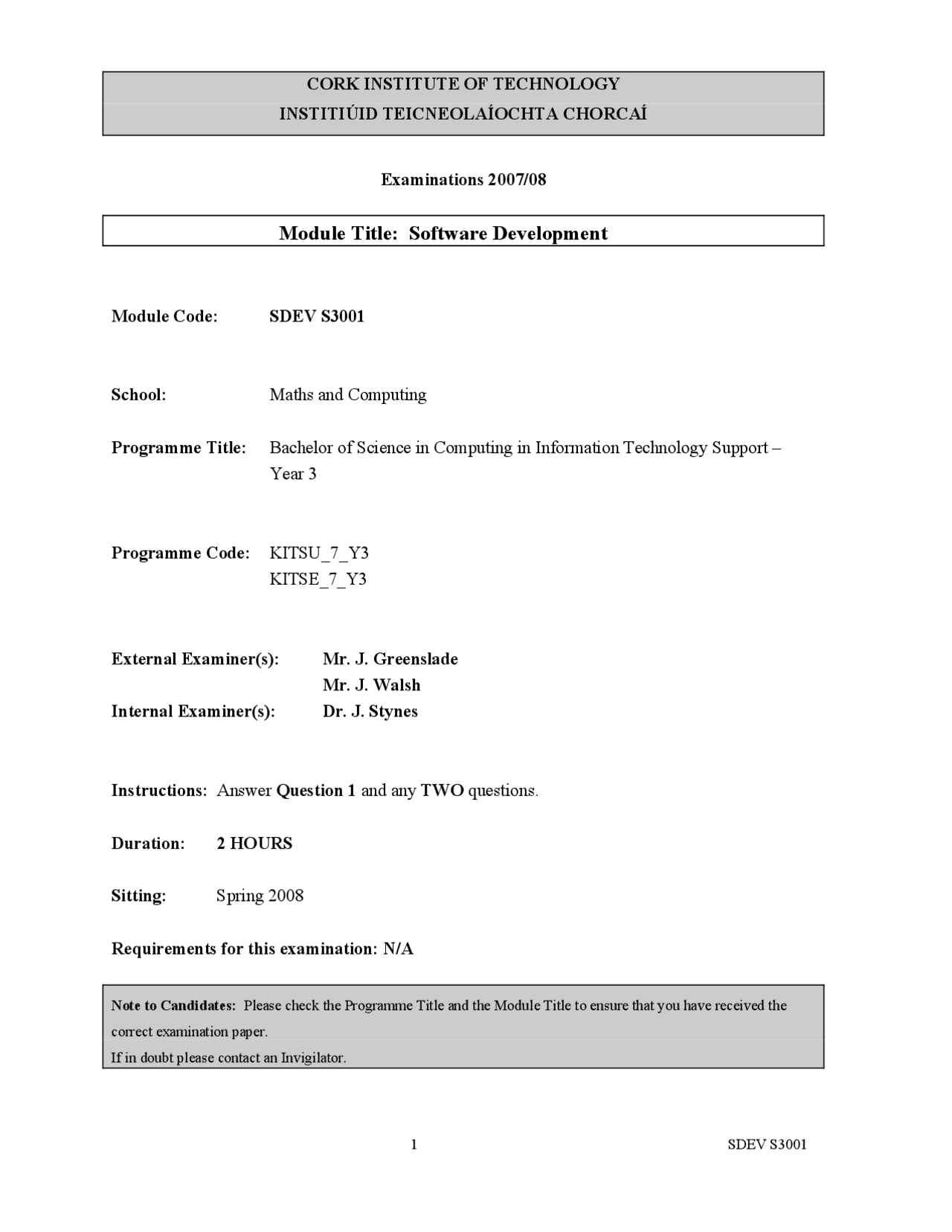 Interface Library Software Development Old Exam Docsity