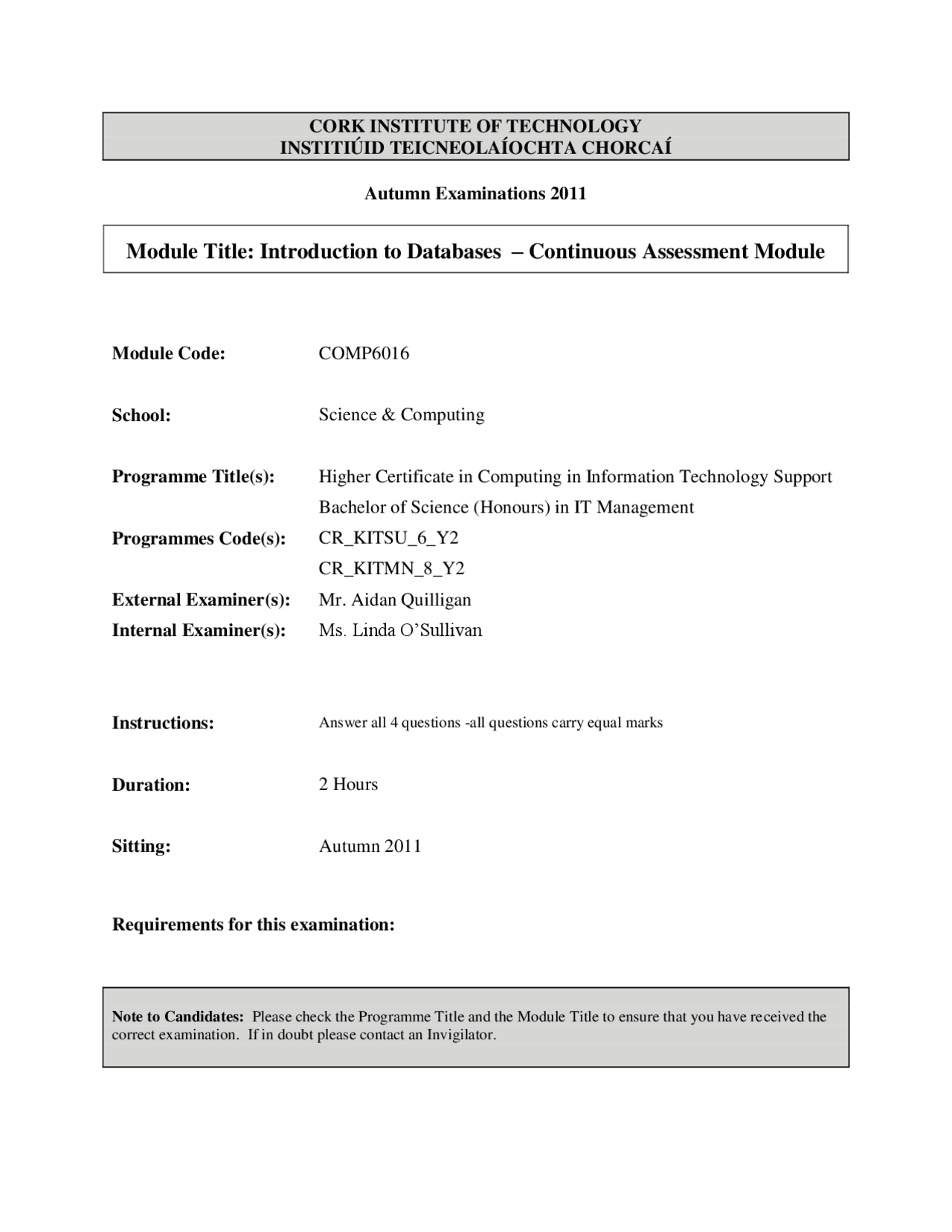 Referential Integrity Introduction To Databases Exam Paper Exams Computer Science Docsity