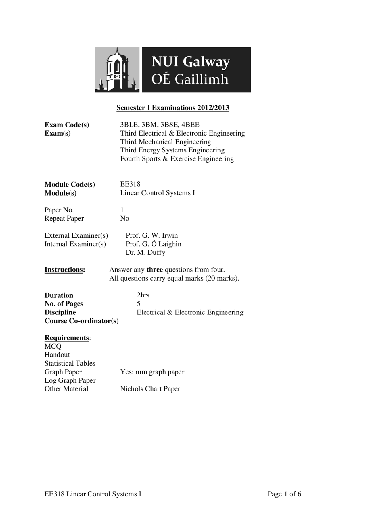 Standard Formulas Engineering Electromagnetics Past Exam Paper