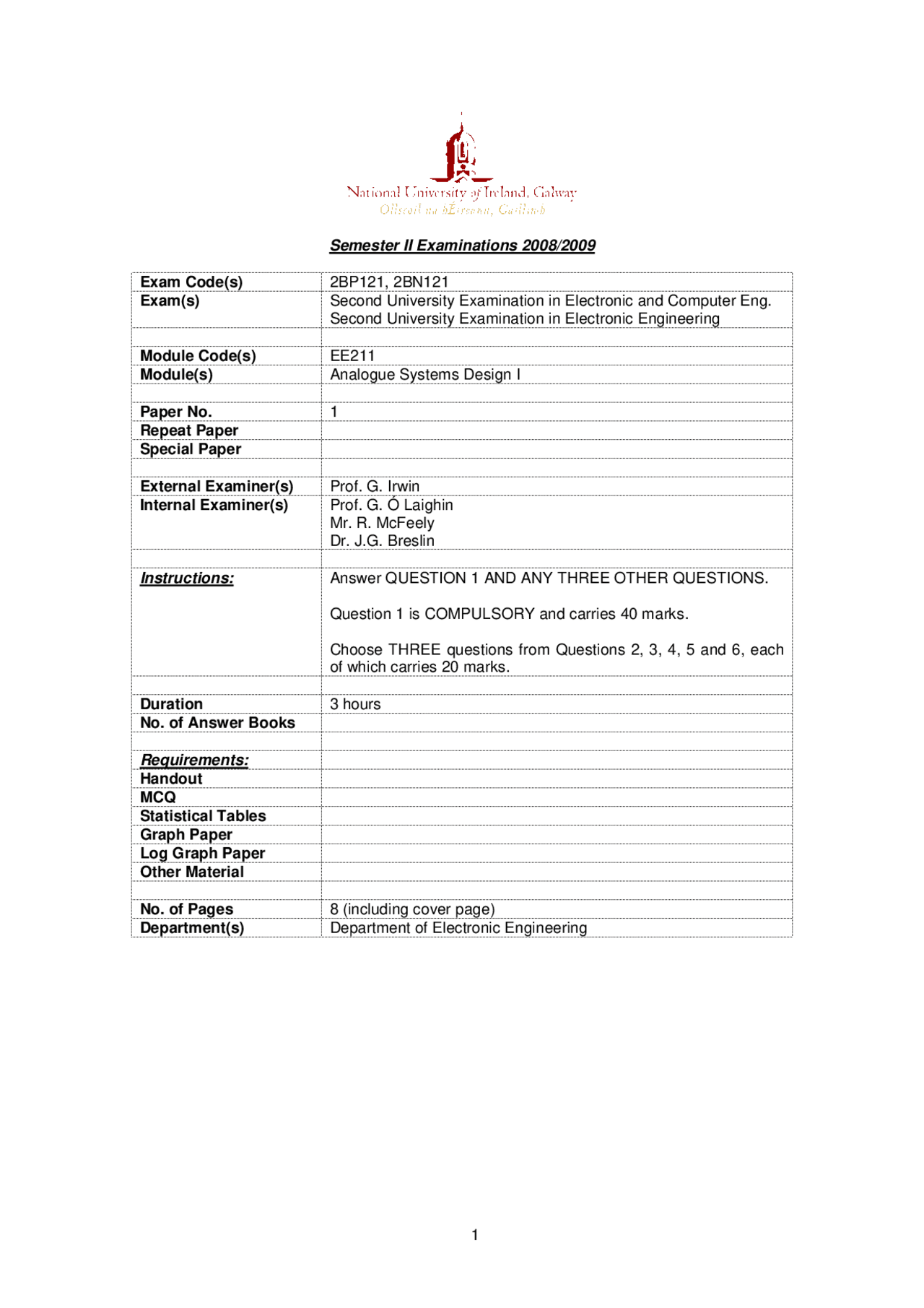 Bipolar Junction Analogue Systems Design I Past Exam Paper Docsity
