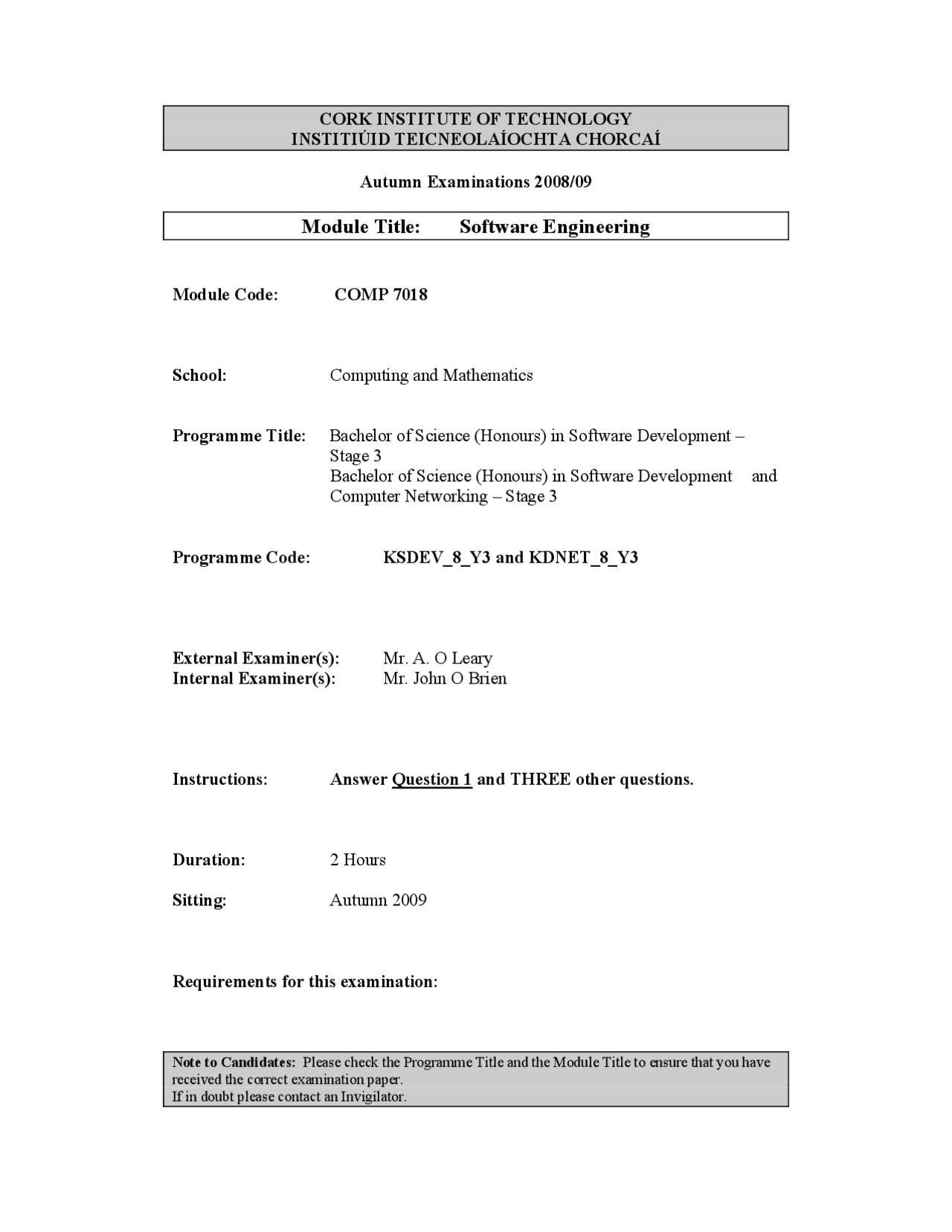 Software Team - Software Engineering - Exam Paper - Docsity