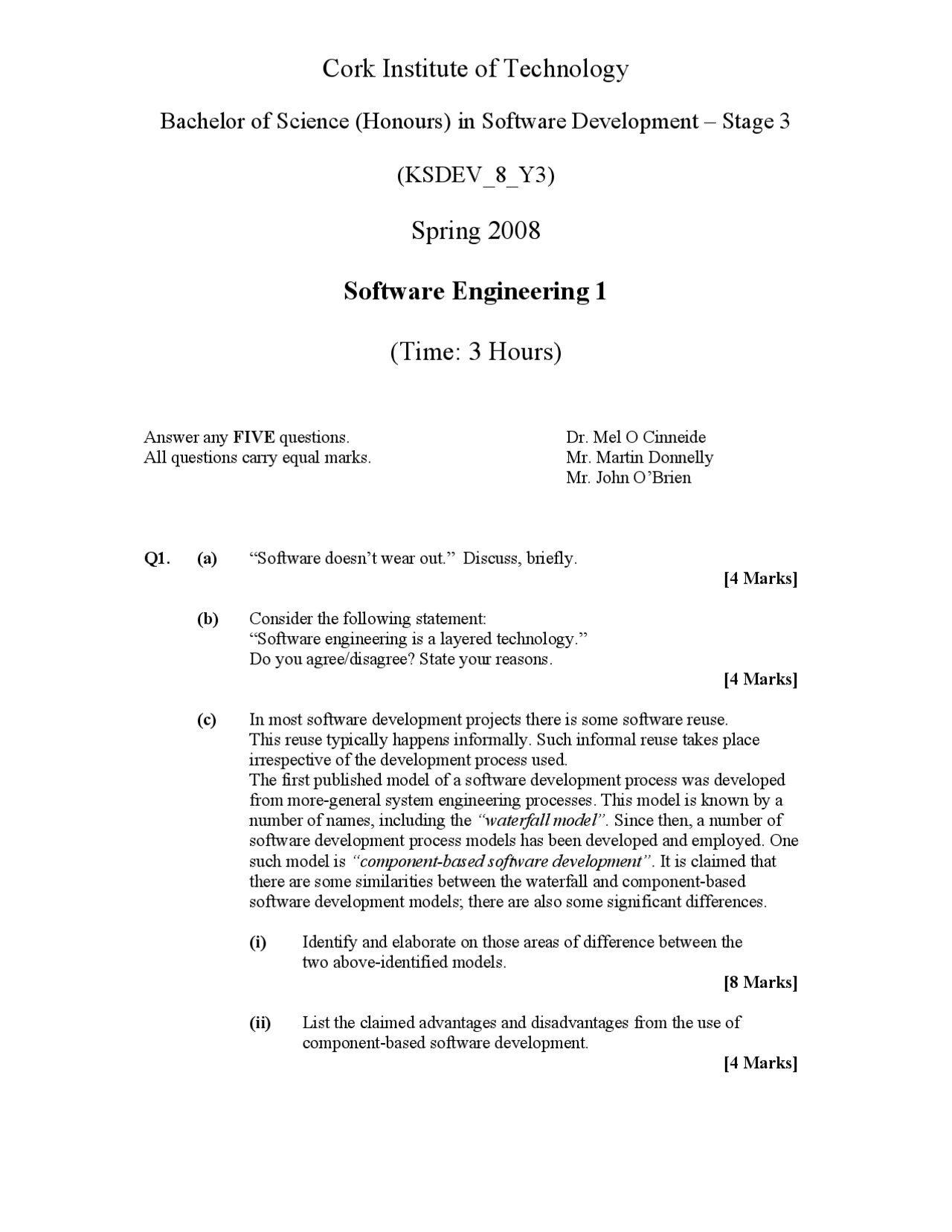 Source Code Software Engineering Exam Paper Exams Software