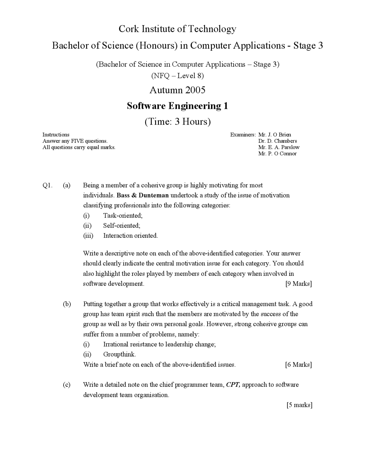 Stakeholder Communication - Software Engineering - Exam Paper | Exams Software Engineering | Docsity