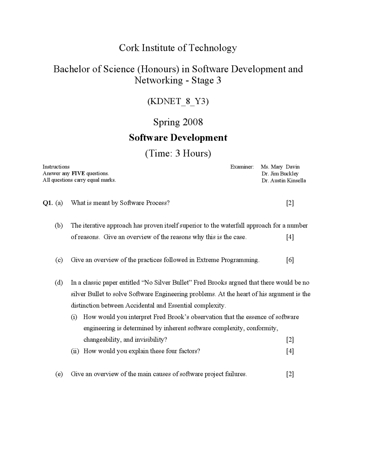 Software Process Software Development Old Exam Docsity