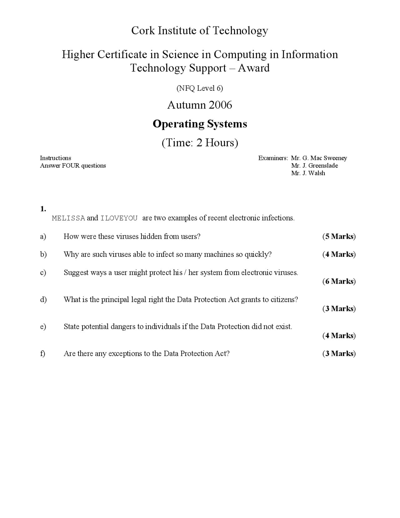 Total Resource Claims - Operating Systems - Old Exam - Docsity
