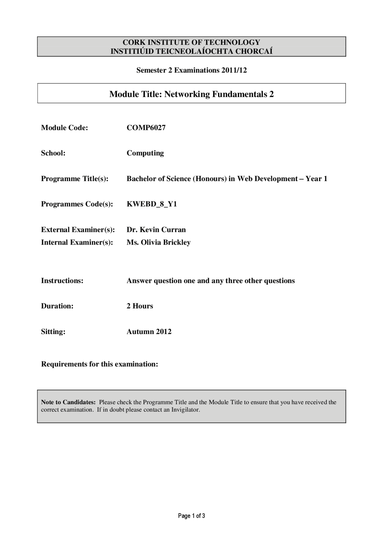 Signalling Scheme Networks Fundamentals Exam Paper Docsity