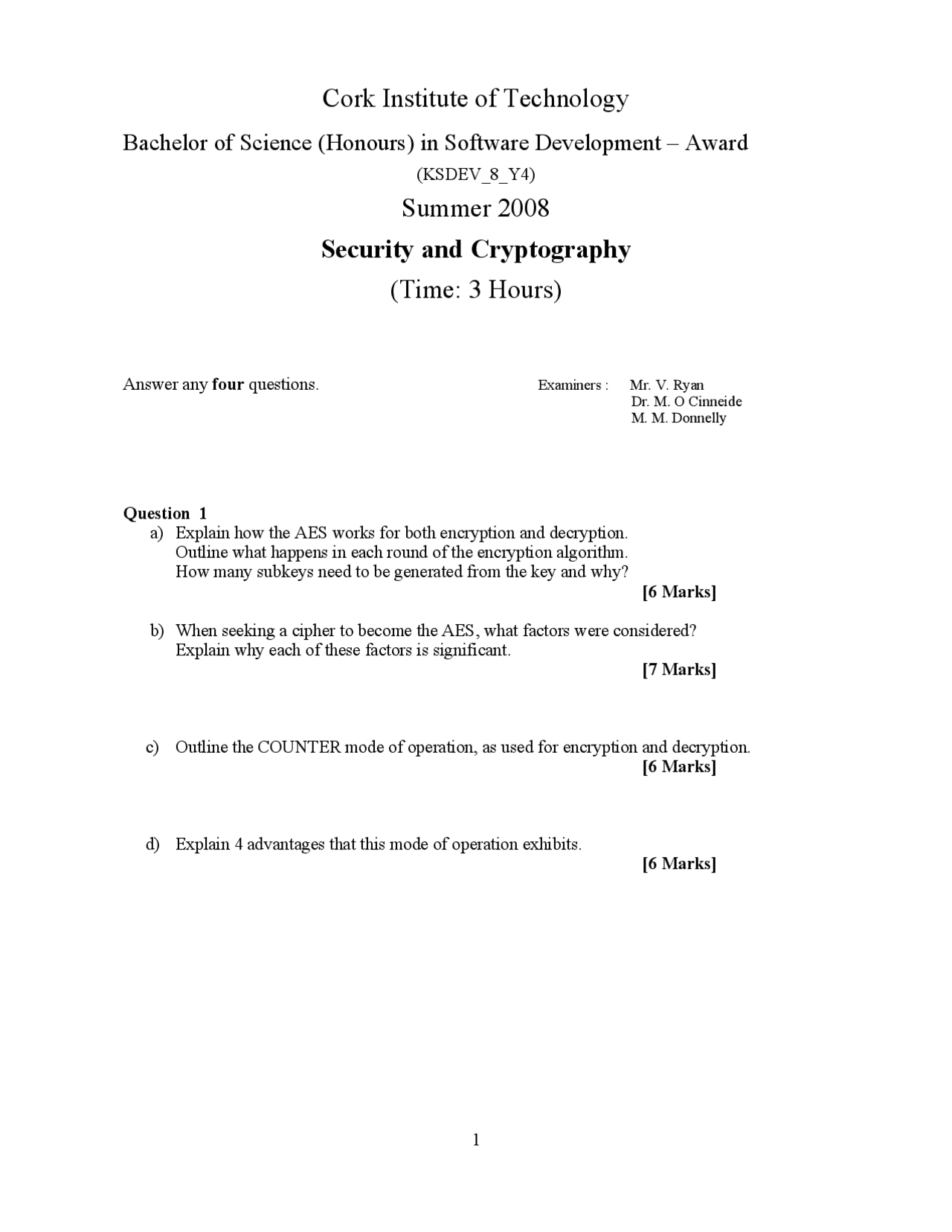 Message Authentication Codes Security And Cryptography Old Exam Exams Cryptography And