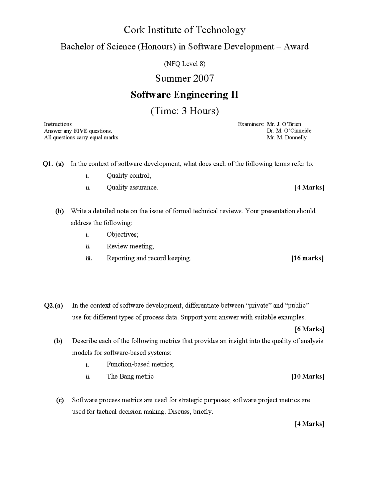 Review Meeting - Software Engineering - Exam Paper - Docsity