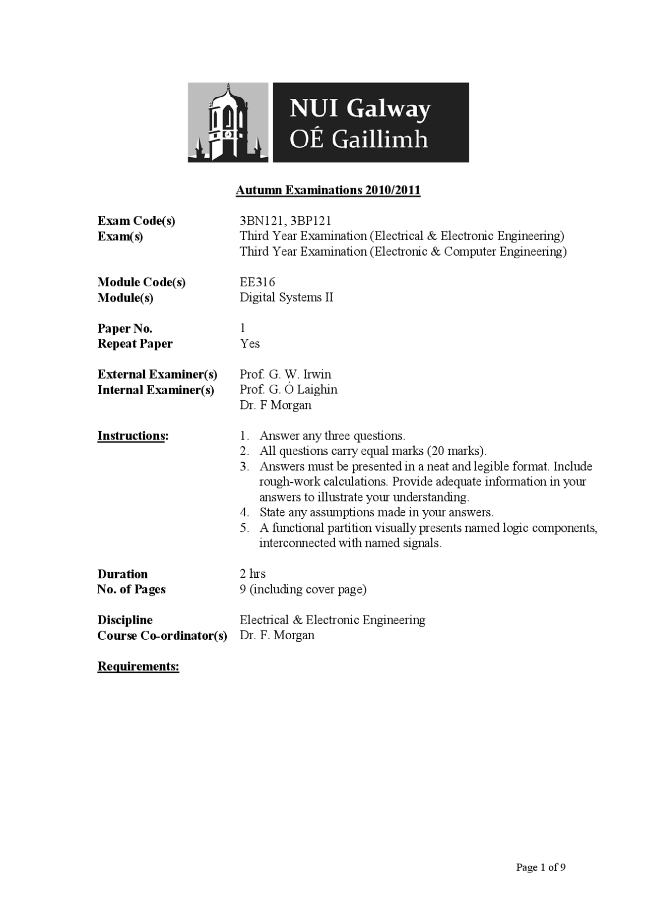 De Multiplexer Units Digital Systems Ii Past Exam Paper Docsity