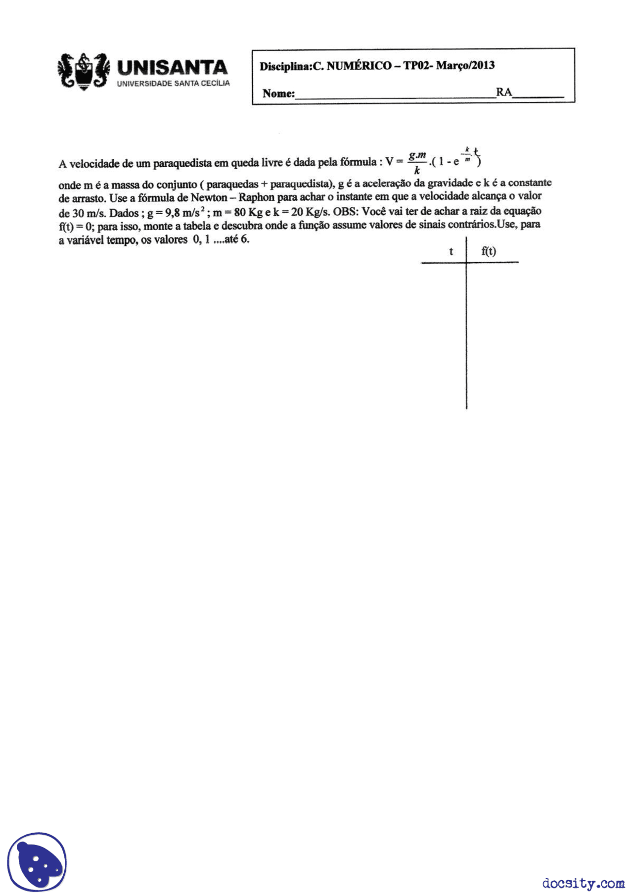 Trabalho Prático 2 Exercícios Química Docsity