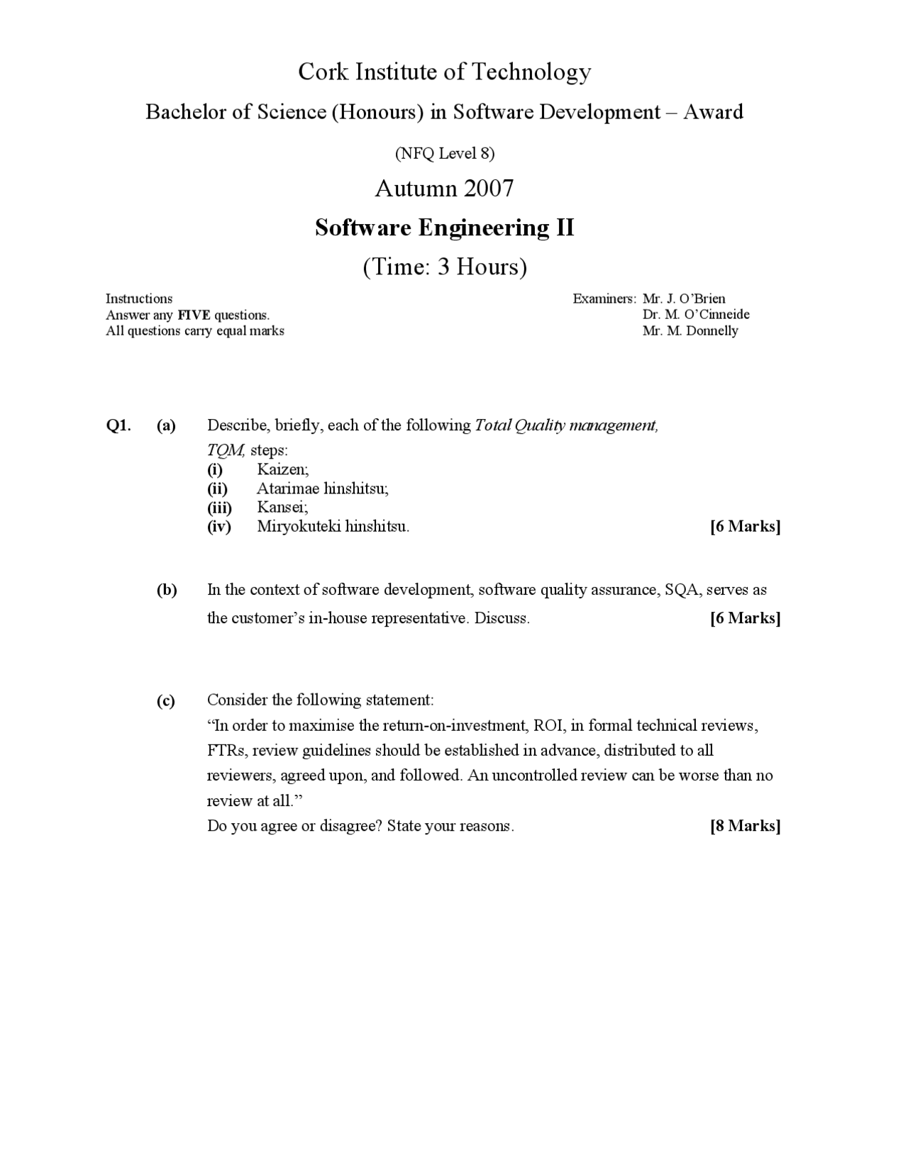 Miryokuteki Hinshitsu - Software Engineering - Exam Paper | Exams Software Engineering | Docsity