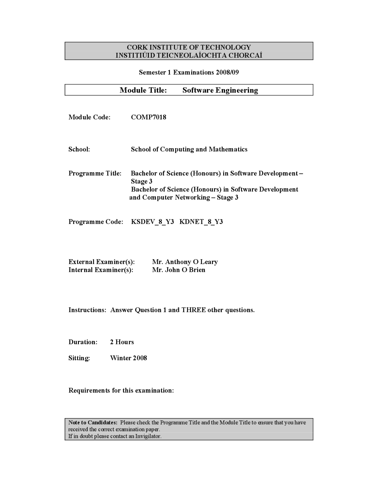 Negotiating Skills - Software Engineering - Exam Paper - Docsity