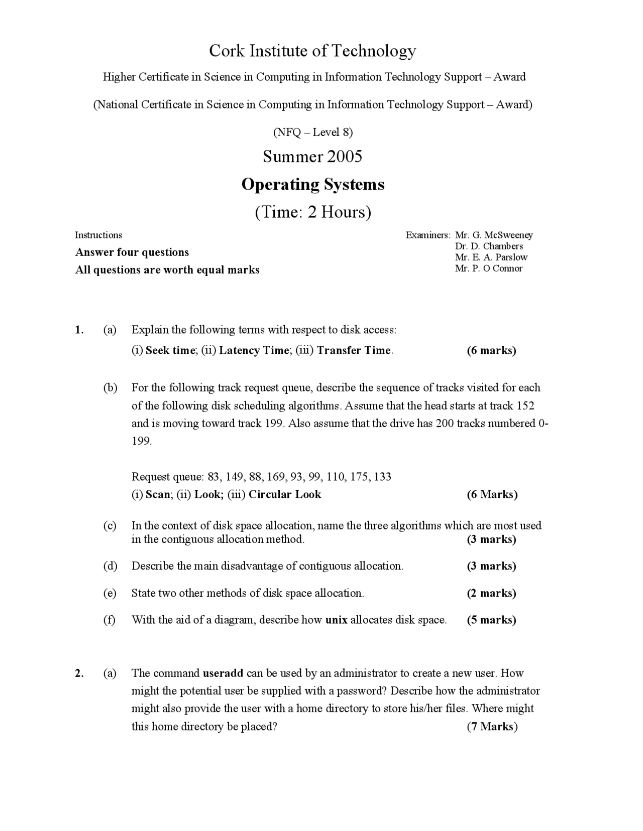 Normalised Turnaround Time Operating Systems Old Exam Exams