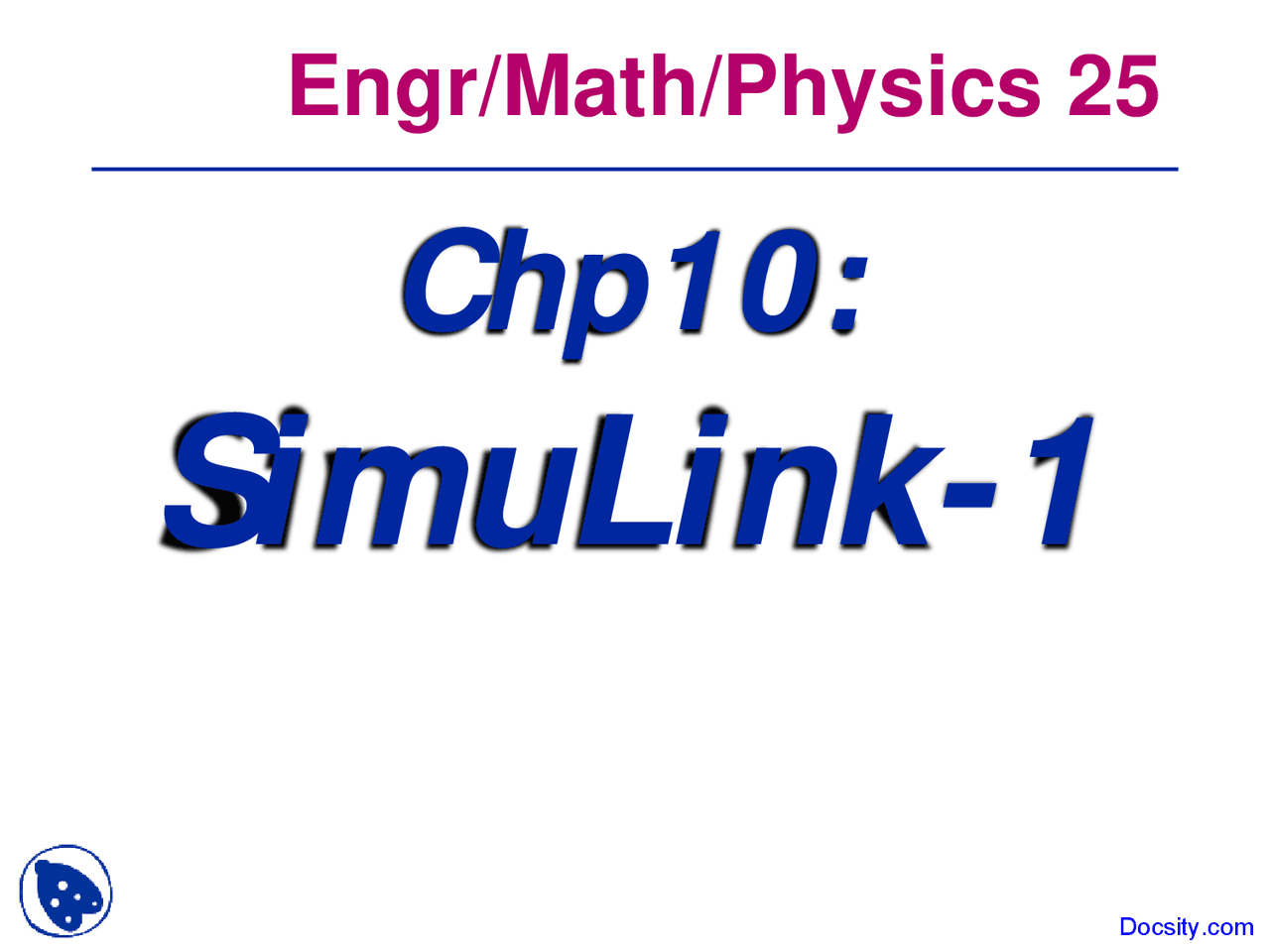 Simulink Computational Methods Lecture Slides Docsity