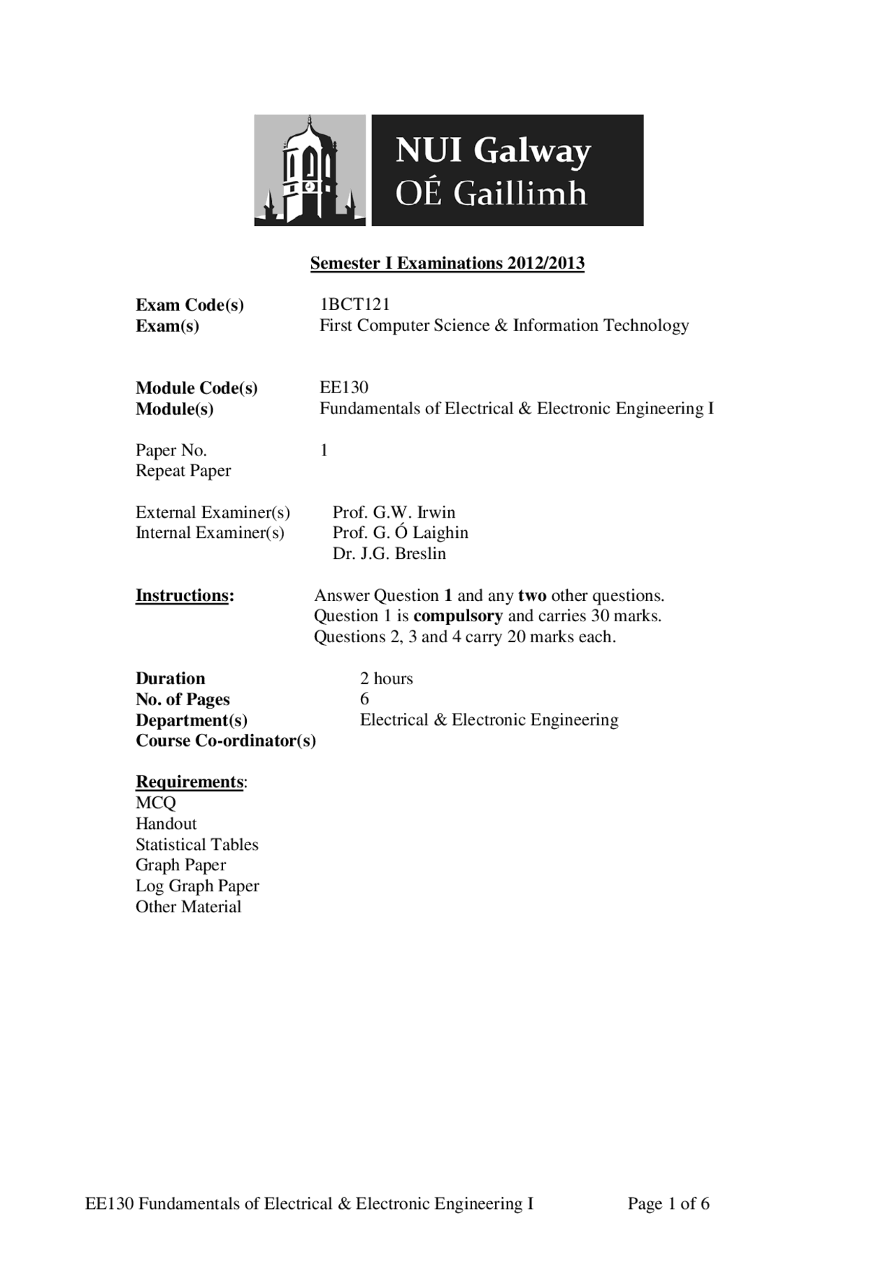 Power Dissipated Fundamentals Of Electronic Engineering Past Exam