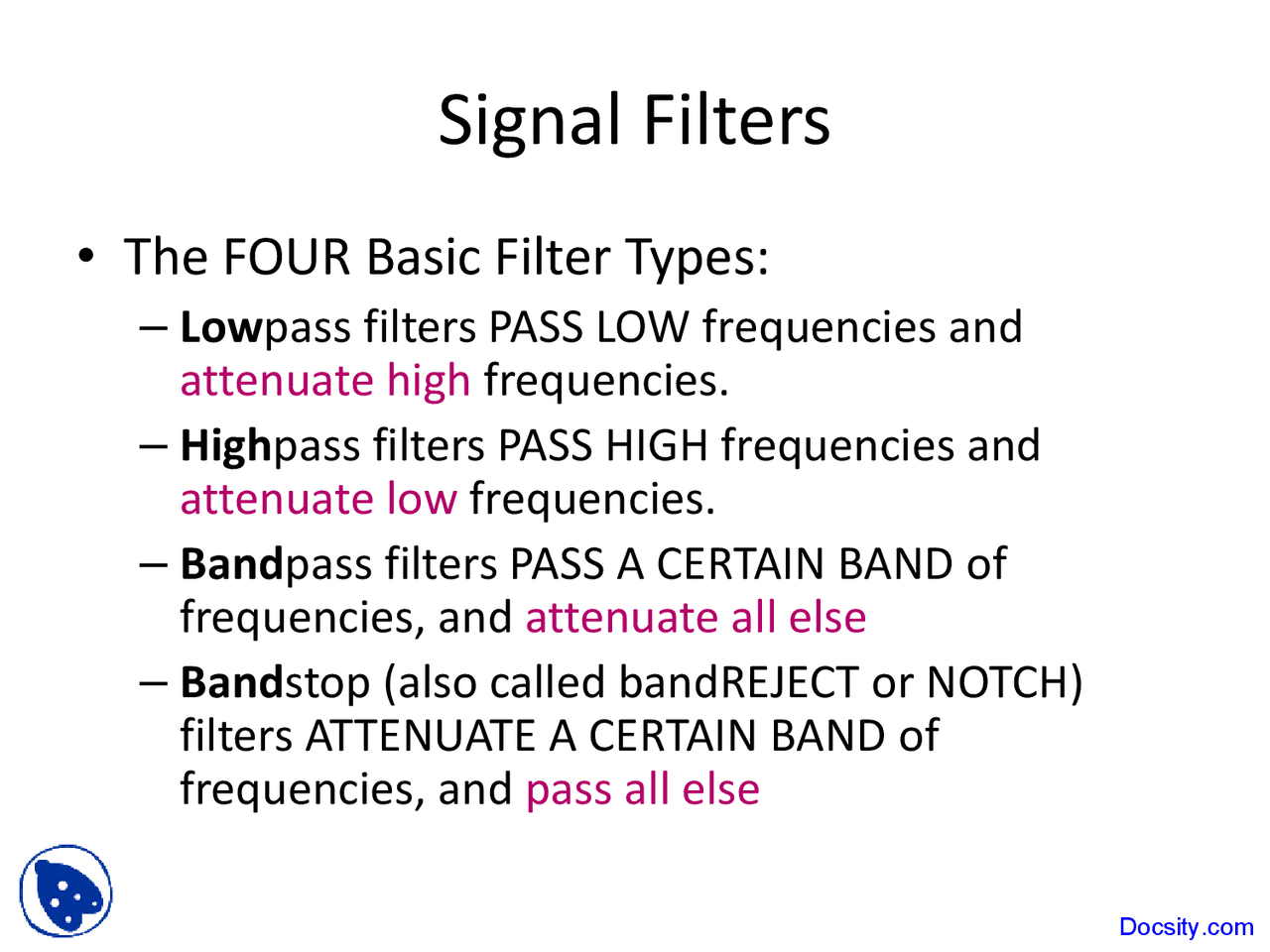 Signal Filters - Engineering Circuit Analysis - Lecture Slides - Docsity