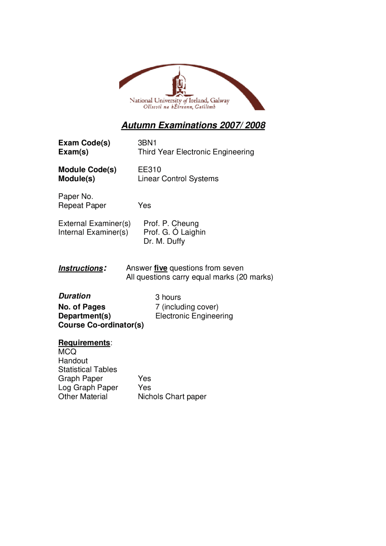 Loop Frequency Linear Control Systems I Past Exam Paper Docsity