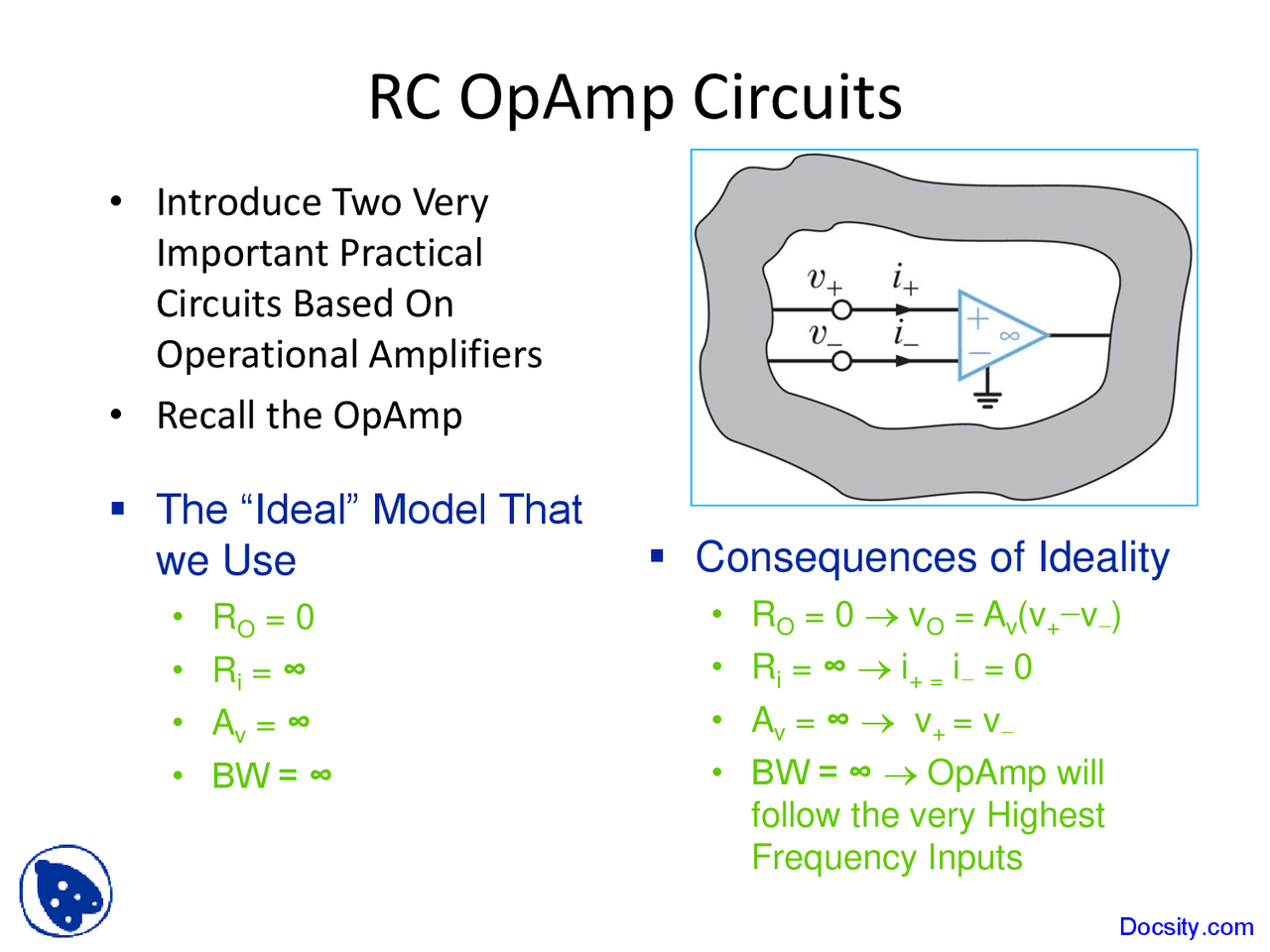 Itegrator, Differentiator - Engineering Circuit Analysis - Lecture Slides - Docsity