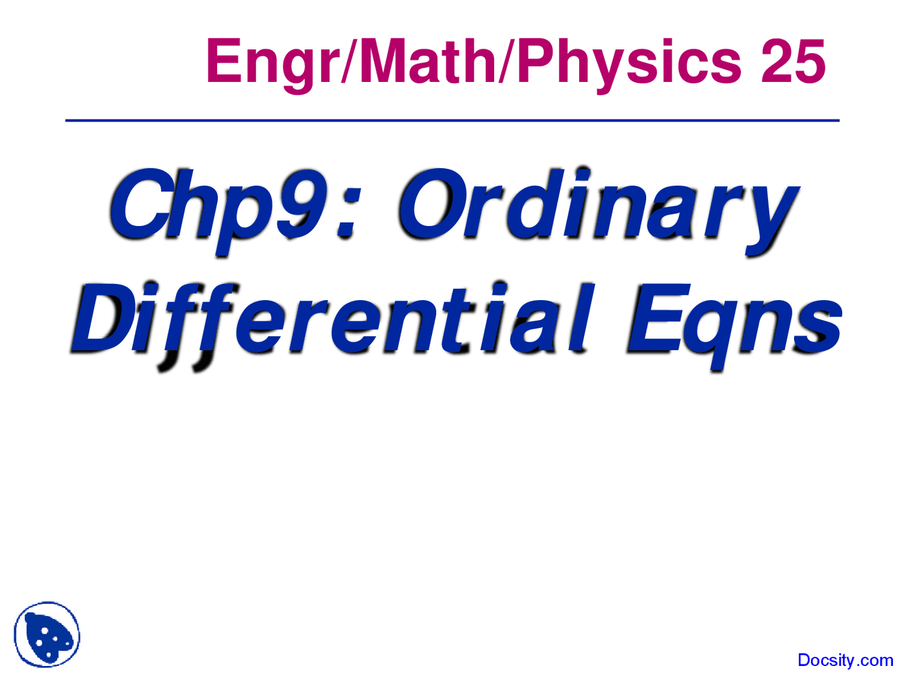 Ordinary Differential Equations - Computational Methods - Lecture Slides - Docsity