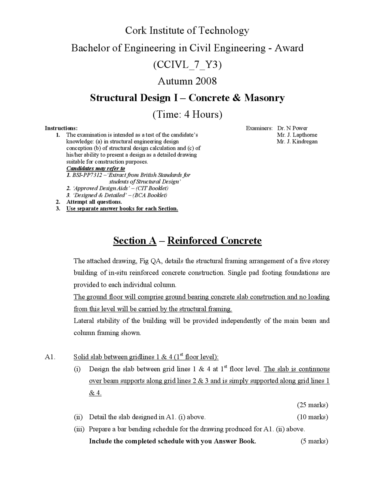 Moderate Superstructure Introduction To Structural Design Old Exam