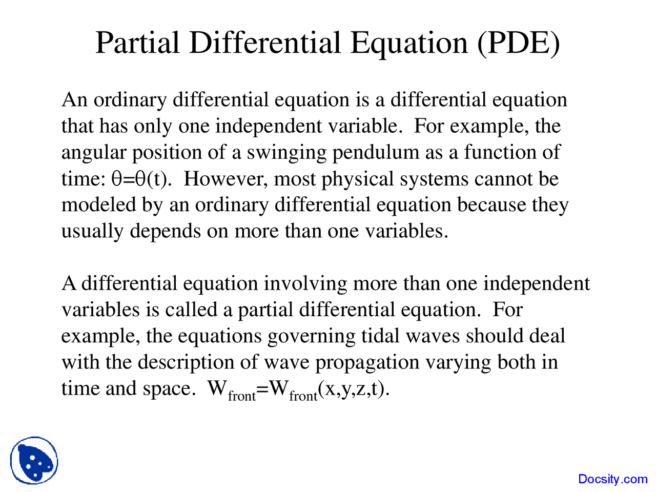 Partial Differential Equation - Tools in Mechanical Engineering - Lecture Slides | Slides ...