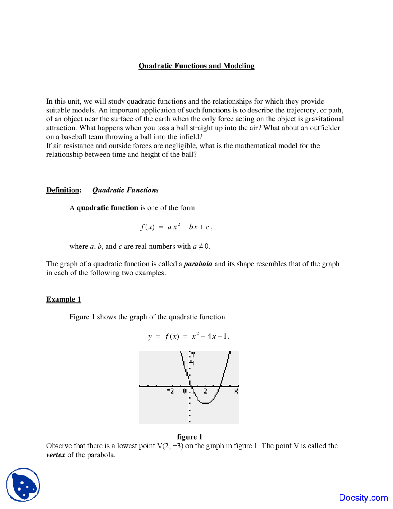 Quadratic Models And Equations Introduction To Engineering Lecture